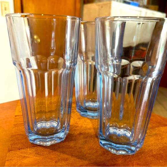 Libbey | Dining | Libbey Paneled Misty Blue Ice Tea Glasses Set Of 3 ...